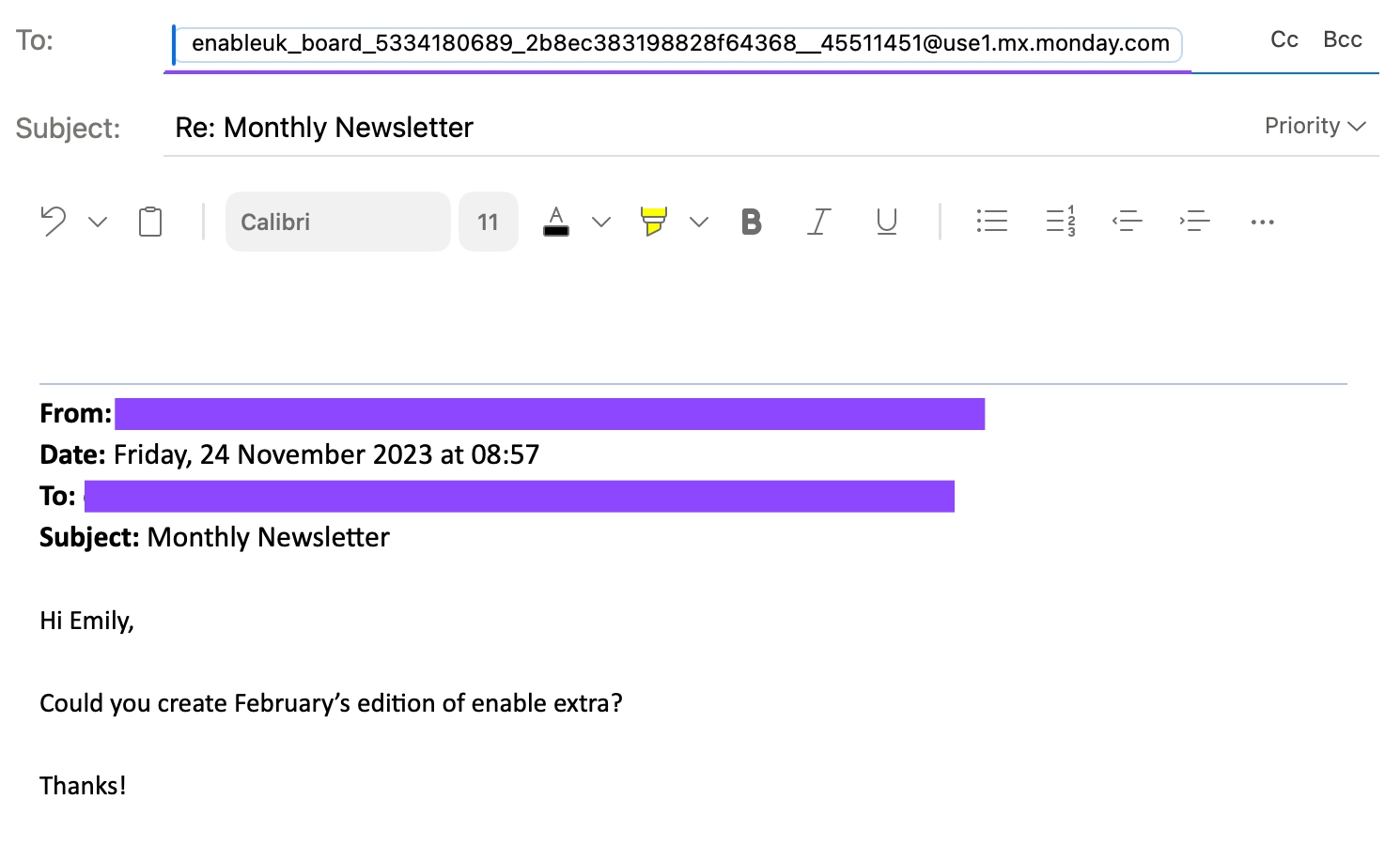 How to Create a monday.com Board Item Via Email | enable.services